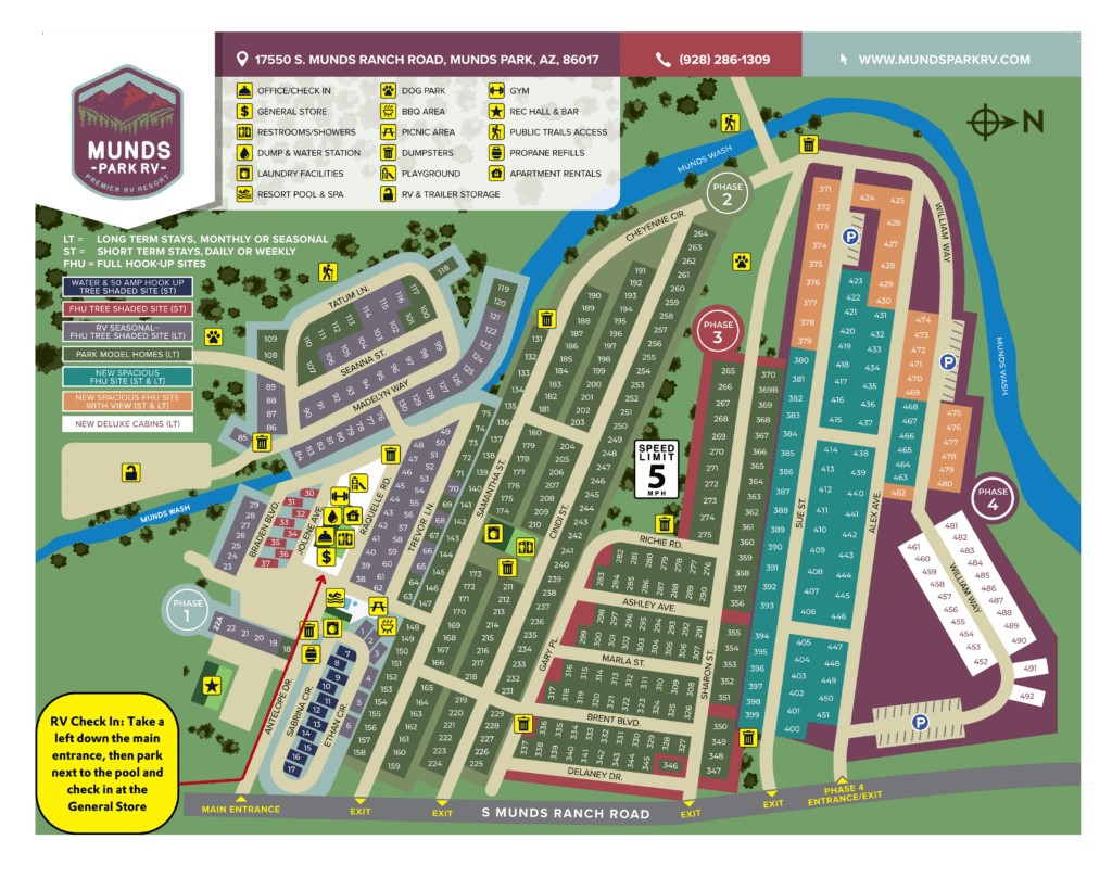 Munds Park RV Resort Map | RV Park near Sedona, AZ